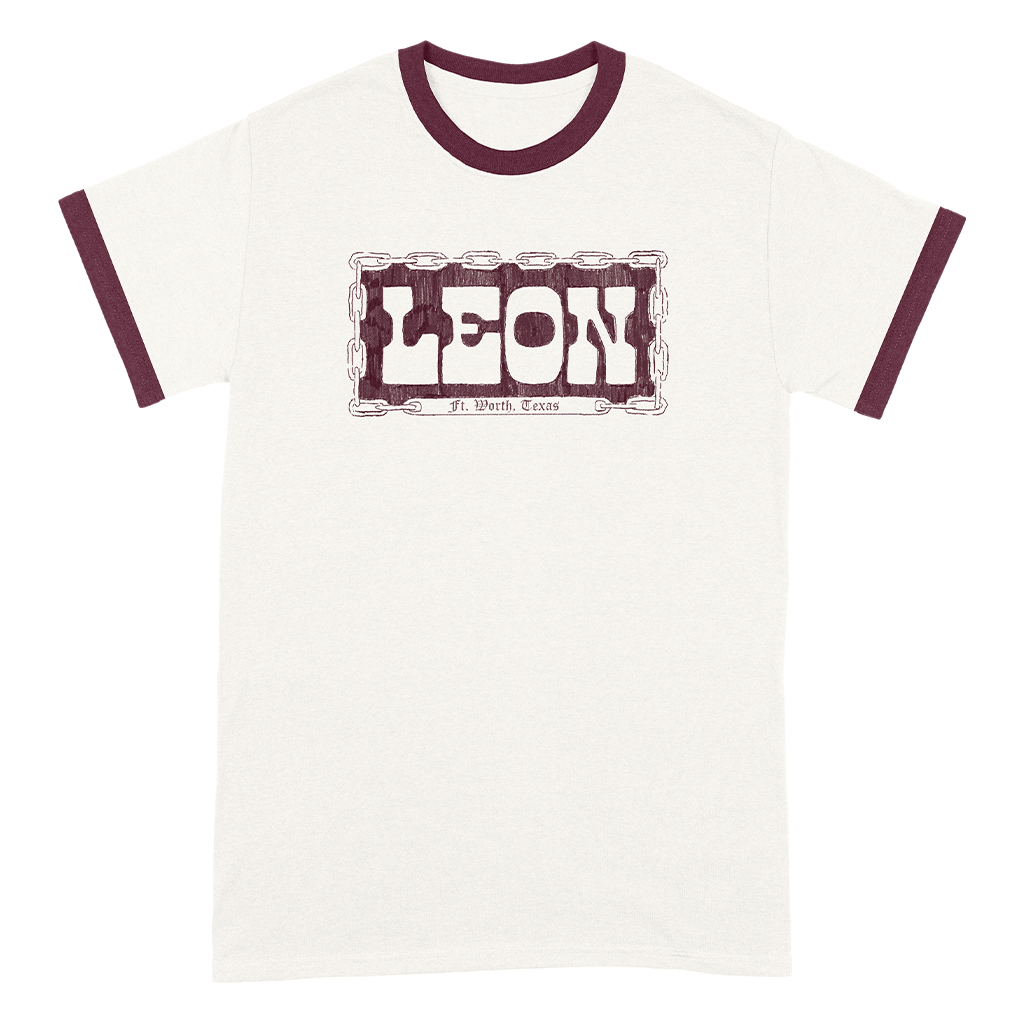 Leon Bridges License Plate Ringer T-Shirt - Natural / Maroon - Leon ...